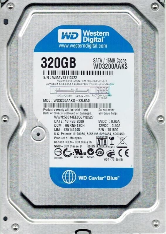 WESTERN DIGITAL 320GB WD3200AAKS-22L6A0 DCM HGRNHT2CH | eBay