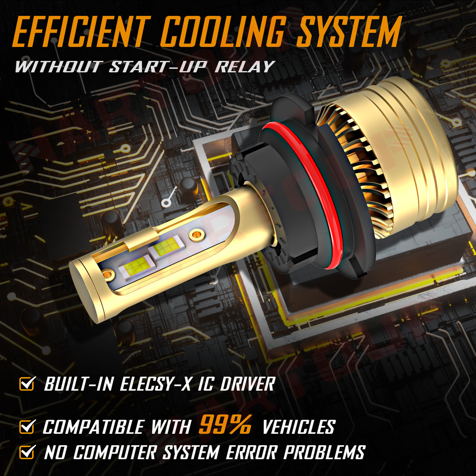 Pair 2-sides 9007 LED Headlight Bulbs Kit 6000K White High Low Beam ...