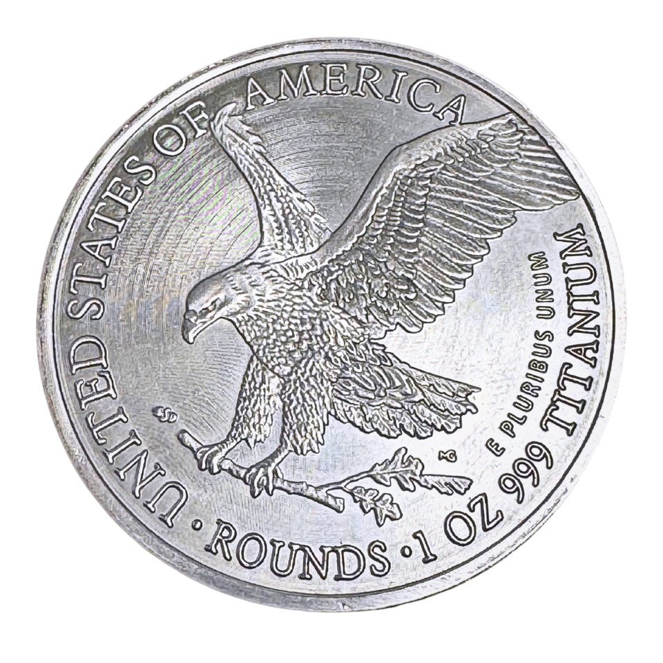 TWO 1 TROY OUNCE/OZ .999 Pure TITANIUM Metal Walking Liberty/Eagle ...