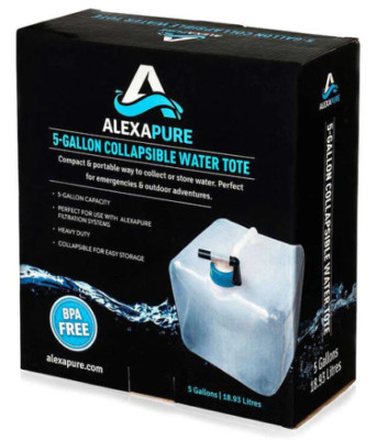 Alexa Pure 5 Gallon Collapsible Water Tote Heavy Duty Clear Water ...