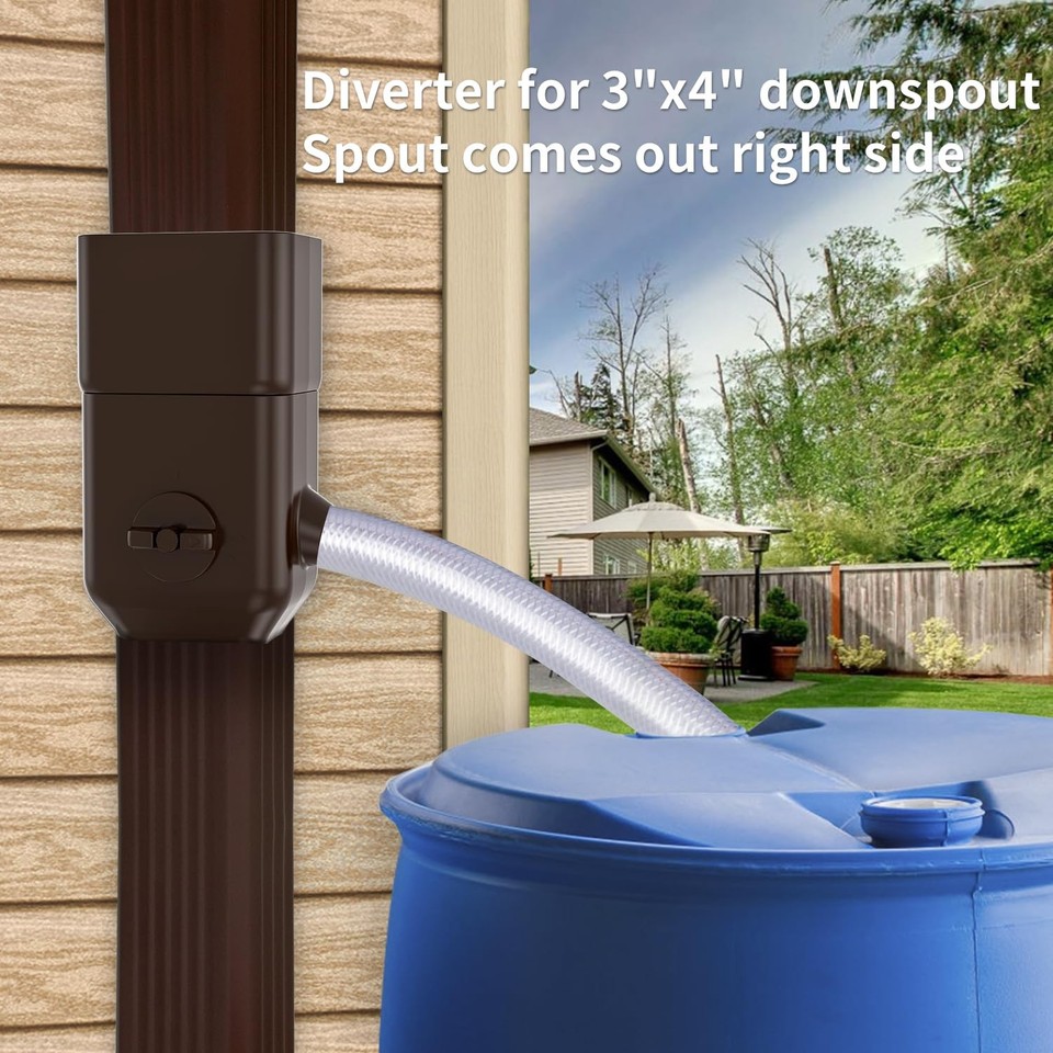 Downspout Diverter, Rainwater Diverter with Adjustable Switch Valve ...