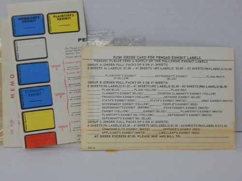 Pengad ~ Vintage * Exhibit Labels and Order Form | eBay