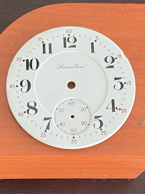 VINTAGE 16 SIZE HAMILTON PORCELAIN DIAL ONLY, DOUBLE SUNK, FEET AT 22.5 ...