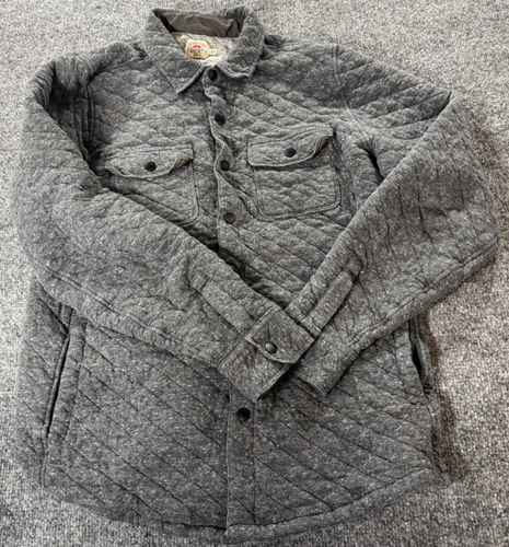 Faherty Men's Jacket Sz Medium Gray Cotton Fleece Quilted Sleeve Shirt ...