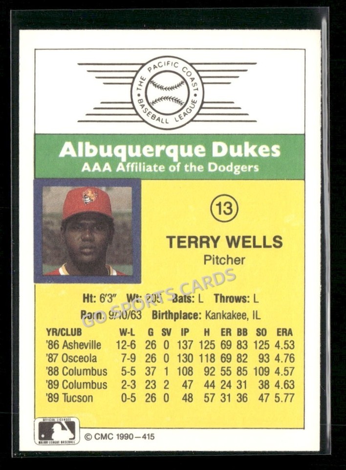 1990 CMC AAA/ProCards A & AA - Terry Wells #415 (RC) | eBay