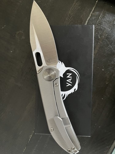 YAN’s Chevron - Magnacut Blade Full Titanium Front Flipper w/ Thumb ...