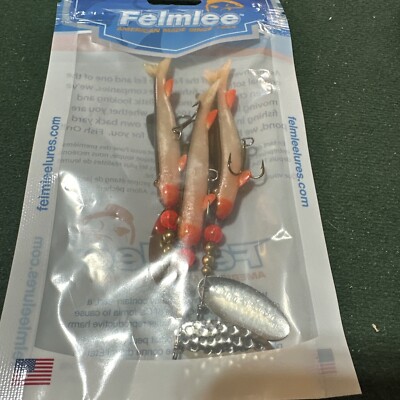 3 Felmlee Red Fin Minnow Rigged Bass Perch Trout Fishing Lures Spinners ...