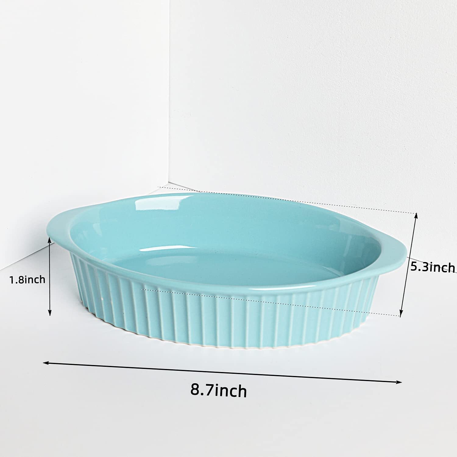4PCS Small Turquoise Oval Au Gratin Pans Baking Dishes with Handles for ...