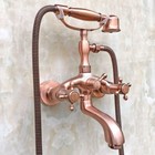 Red Copper Wall Mount Bath Filler Tap with Hand Shower Clawfoot Tub ...