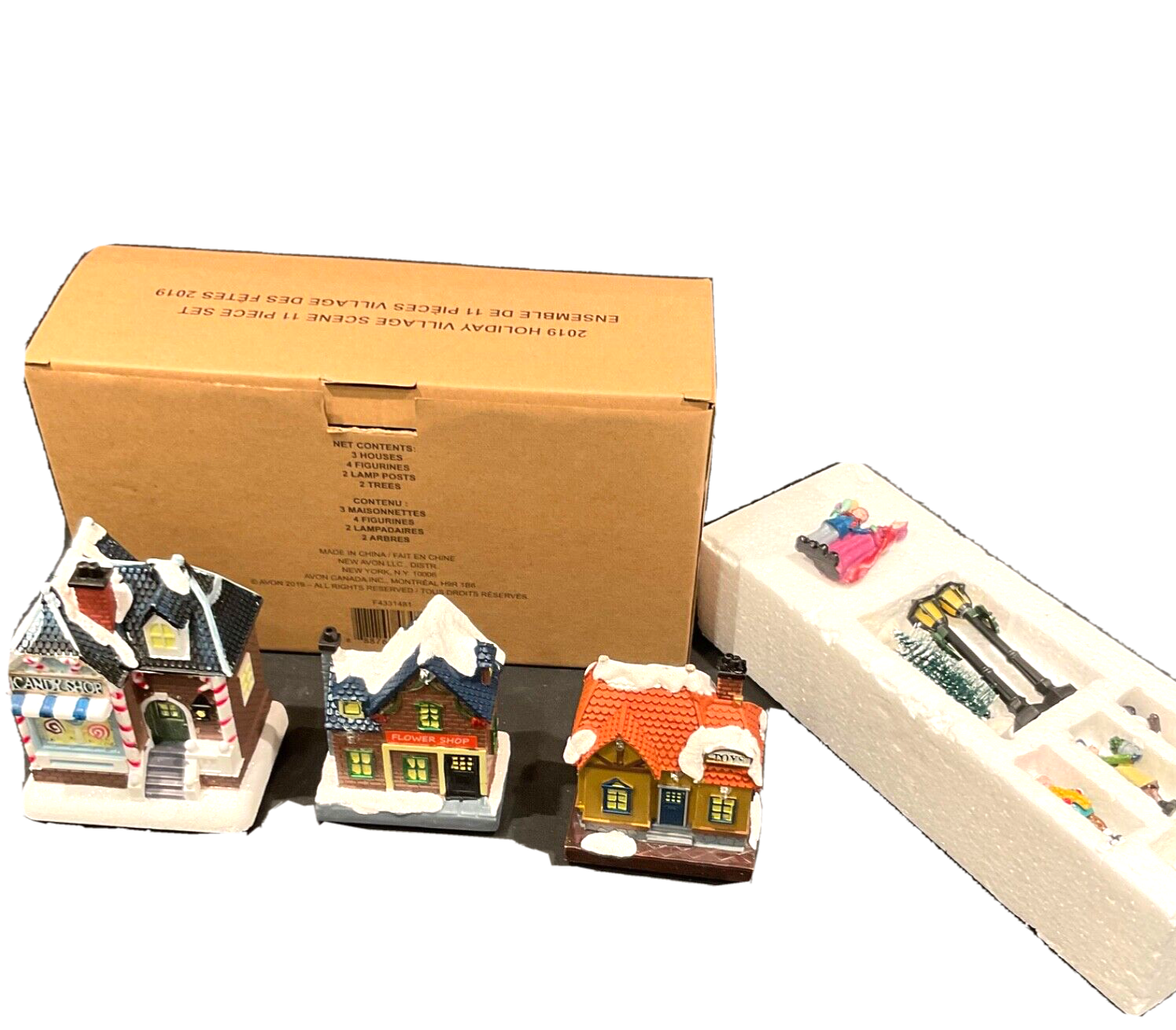 Avon 2019 Holiday Village Scene 11 Piece Set. COMPLETE Christmas for ...