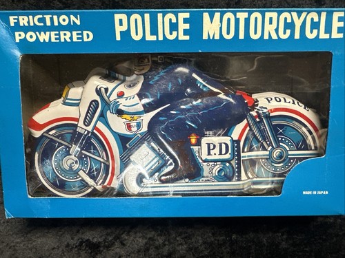Friction Powered Toy Tin Police Motorcycle Japan '60's New Mint | eBay