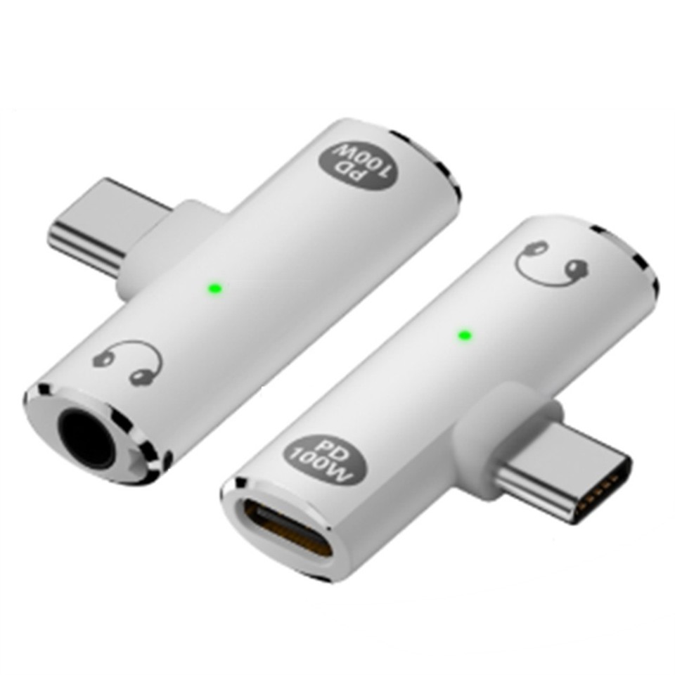 2 in 1 Type C Headphone Charging Jack AUX Audio Adapter PD100W USB C to ...