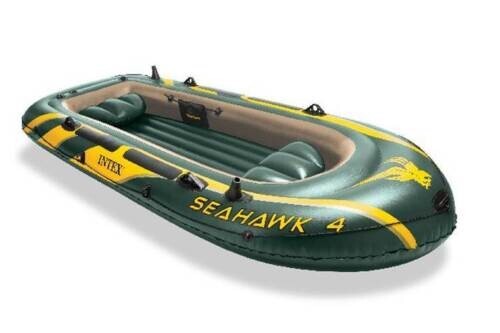 Intex Seahawk 4 Inflatable 4 Person Floating Boat Raft Set with Oars ...