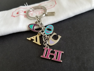Coach Letters Multicolor Enamel Key Fob Keychain Key Ring Charm NWT | eBay