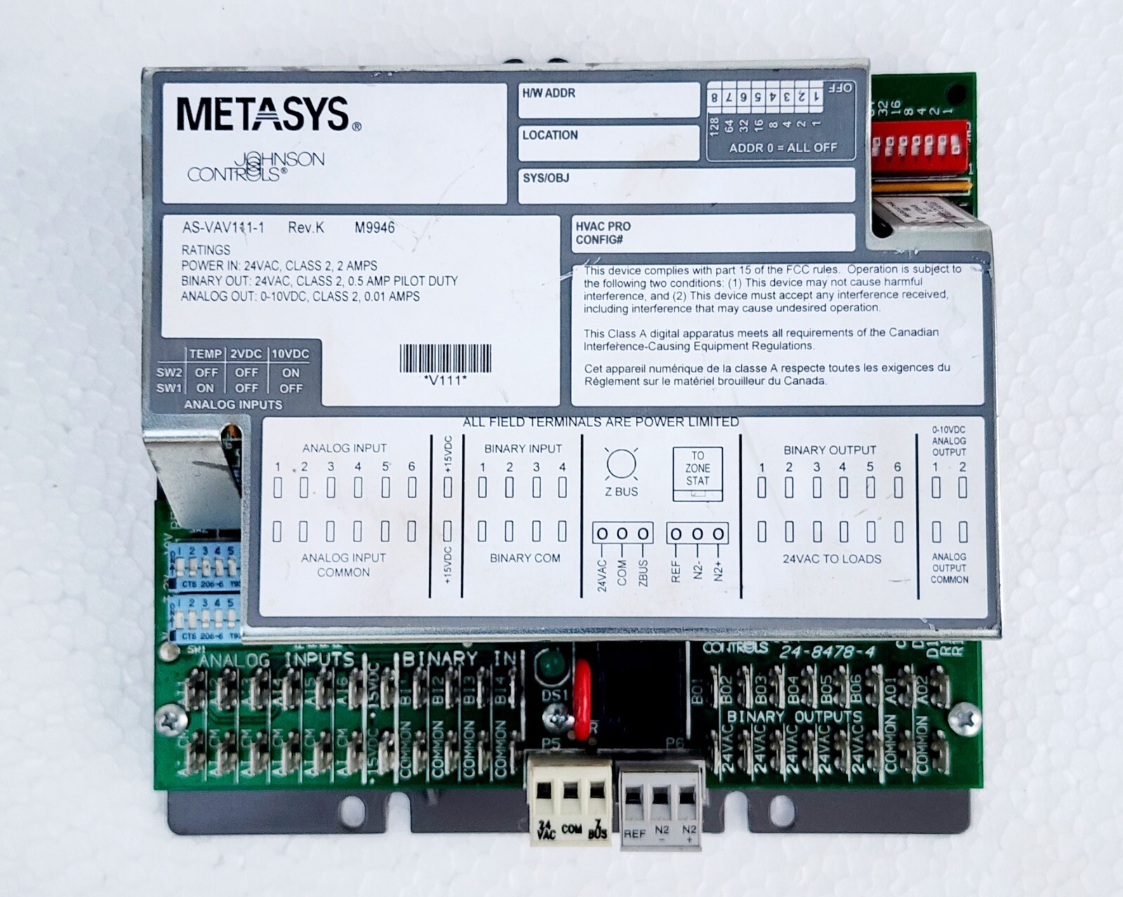 Johnson Controls Metasys Controller AS-VAV111-1 | eBay