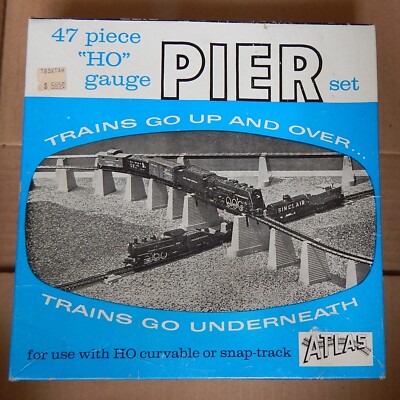ATLAS Vtg 47 Piece HO Gauge Pier Set #80, Trains Go Up & Over ~ 3 ...