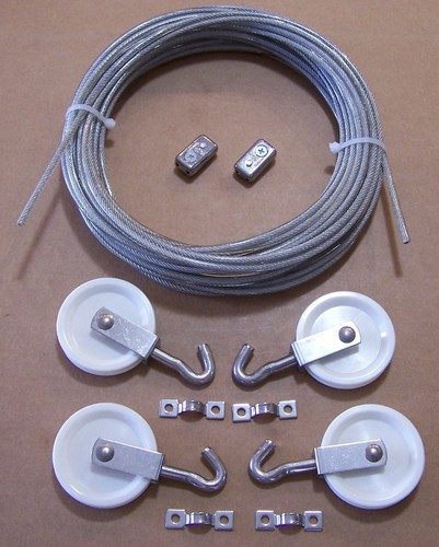 MARINE BOAT PULLEY TILLER ROPE STEERING CABLE 50 FT, PULLEYS, CLAMPS ...