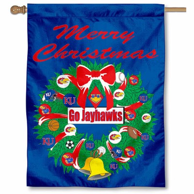 Kansas KU Jayhawks Merry Christmas Wreath Decorative Holiday Wreath ...