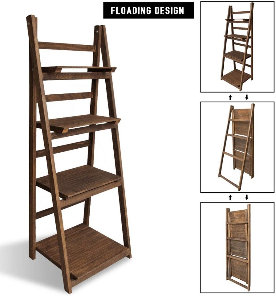 4 Tier Plant Stand Ladder Rack Display Shelf Storage Foldable Bookshelf ...