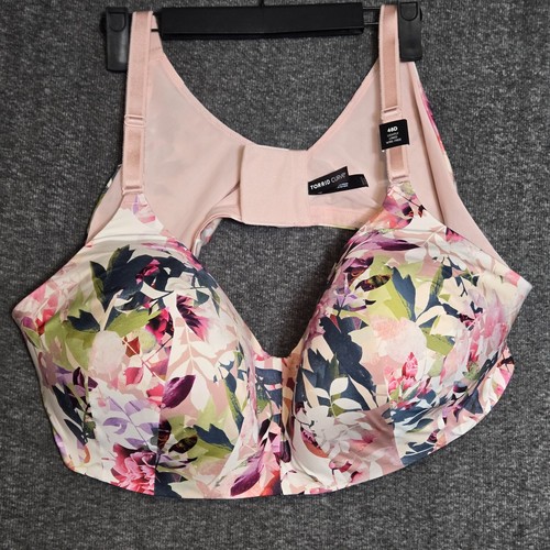 TORRID CURVE Bra Pink Floral 360 BACK SMOOTHING WIREFREE Lightly Lined ...