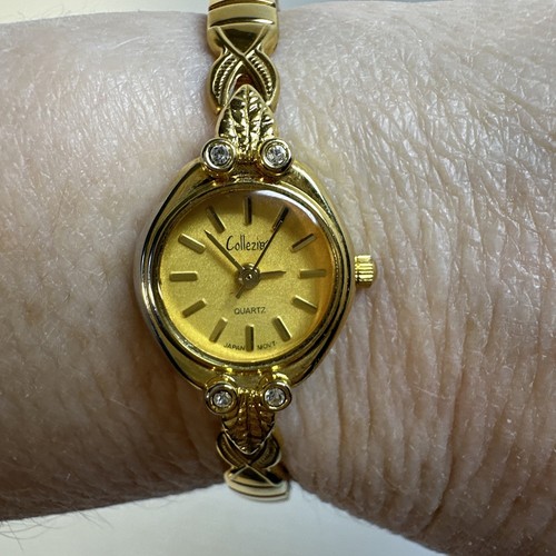 Vintage Collezio Women's Watch Gold Tone Crystal Accent 18mm -New ...