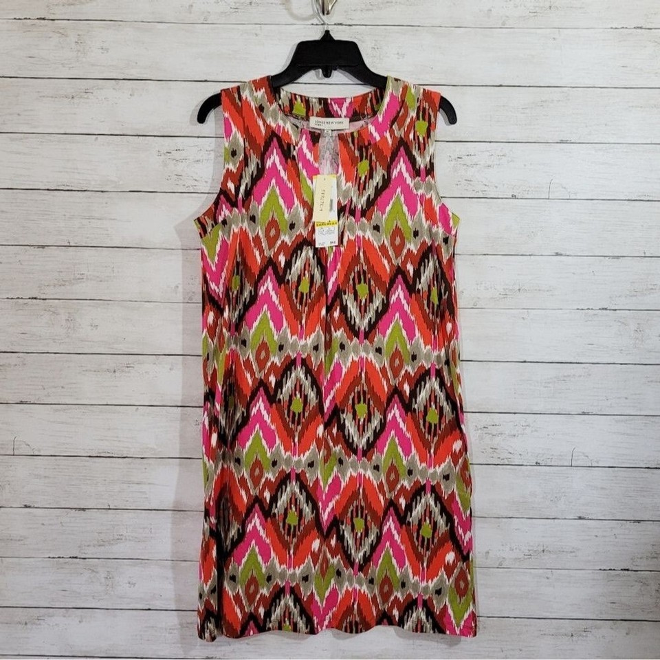 NWT Jones New York MOD 60s Style Colorful Print Sleeveless Shift Dress ...