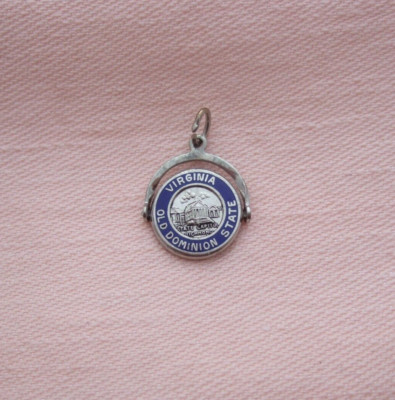 Vintage VIRGINIA OLD DOMINION STATE Sterling Silver ENAMEL SPINNER ...