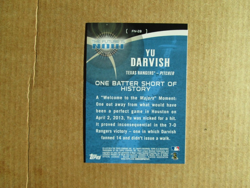2014 Topps Yu Darvish #FN-28 Texas Rangers THE FUTURE IS NOW | eBay