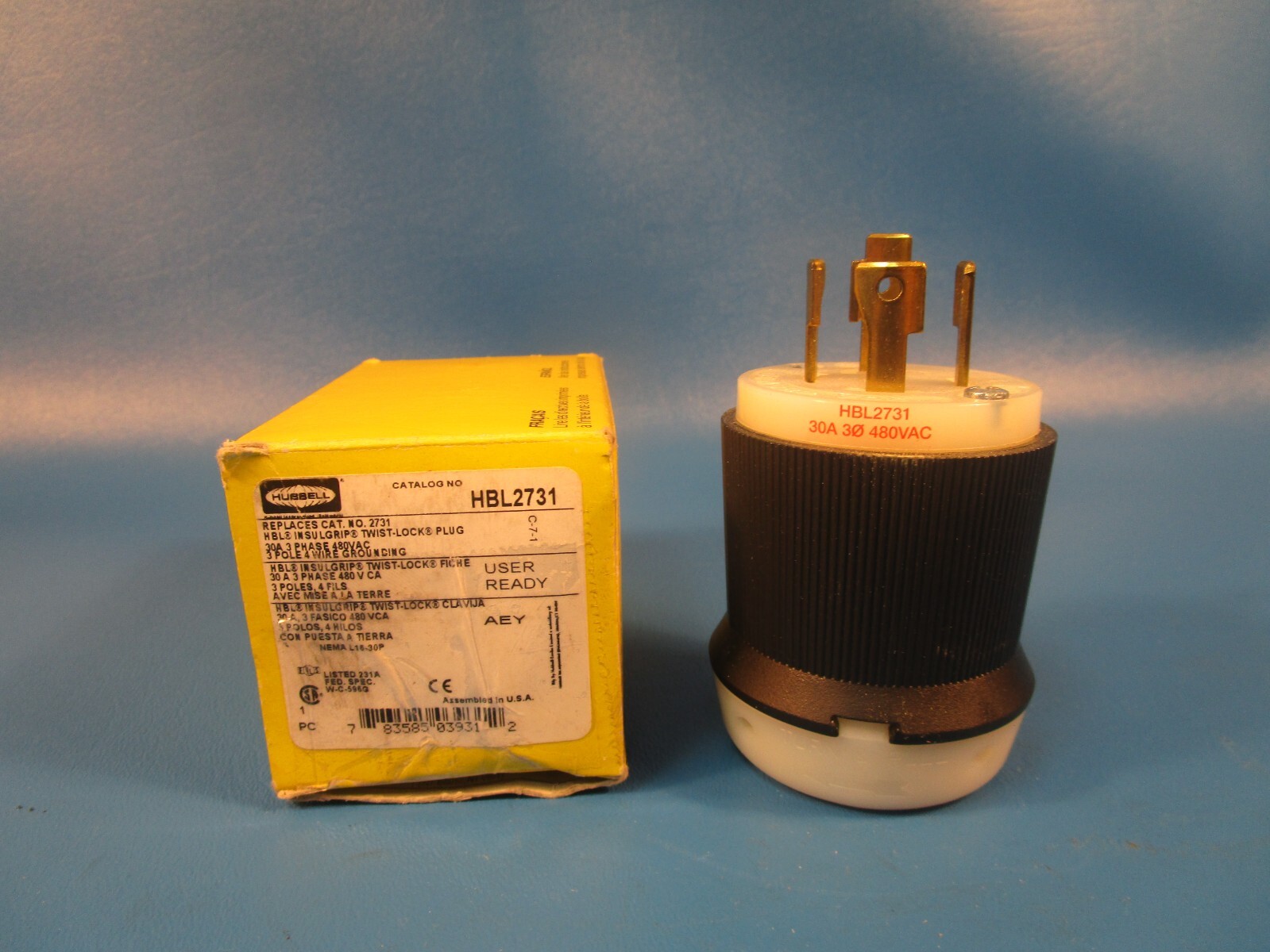 HUBBELL HBL2731, Locking Plug, 30 amp, 3 Phase, 480V, L16-30P | eBay