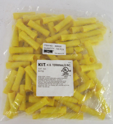 KST - 426005 - BVT22 - Vinyl Insulated Butt Splice Connectors - 4 AWG ...