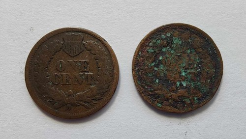 LOT OF (2) 1860s Old U.S. Indian Head Cent CULL Coins - 1865 & 1867 | eBay