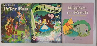 VTG Disney Big Golden Books Winnie The Pooh PETER PAN Alice/Wonderland ...