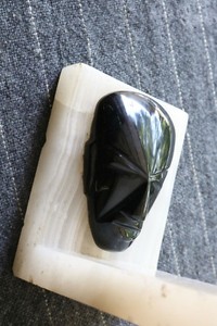 VINTAGE HAND CARVED STONE Face Alien HEAVY FIGURE SCULPTURE Unusual ...