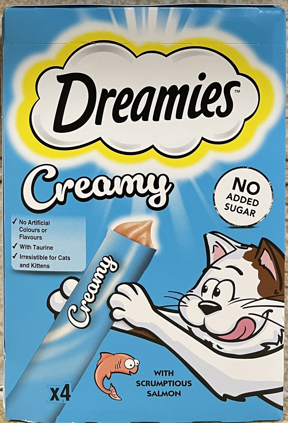 New Dreamies Creamy Sticks 10g With Tasty Chicken & Scrumptions Salmon ...