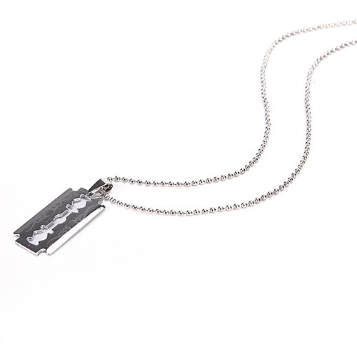 Men Favorite Stainless Steel Razor Blade Pendant Fashion Ball Chain ...