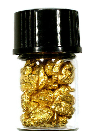 2.000 GRAMS ALASKAN YUKON BC NATURAL PURE GOLD NUGGETS #6 MESH W BOTTLE ...
