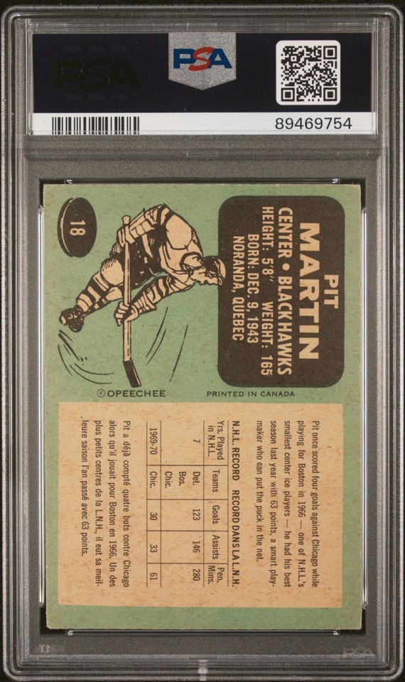 1970 O-Pee-Chee #18 Pit Martin Autographed PSA 4 Auto 6 | eBay
