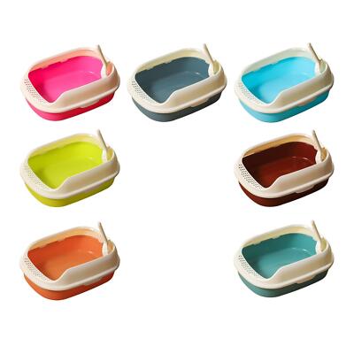 Cat Litter Box Durable Cat Sand Box Semi Enclosed Splashproof Heighten ...