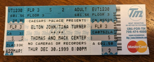 Tina Turner Elton John Caesars Palace Las Vegas Dec 30 1999 UNUSED ...