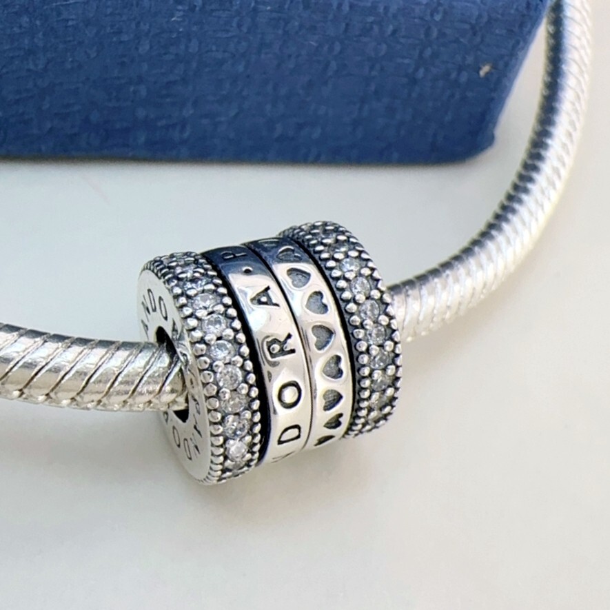 Genuine Pandora 925 Sterling Silver Forever Pandora Clear CZ Bead Charm ...