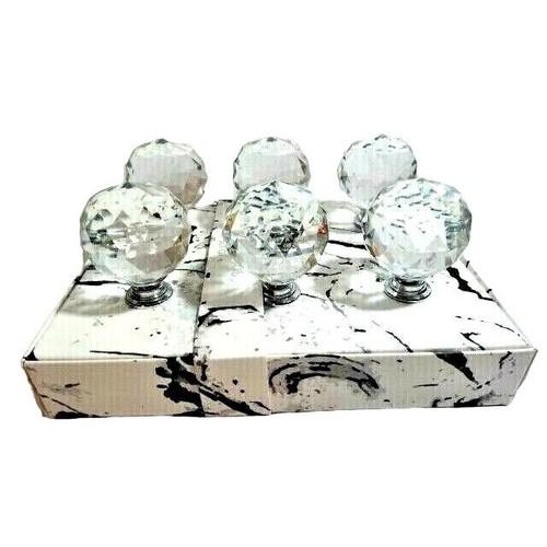Isaac Jacobs Round Crystal Glass Knobs Drawer Pulls 6-Pc Clear Kitchen Cabinets 191631019124| eBay