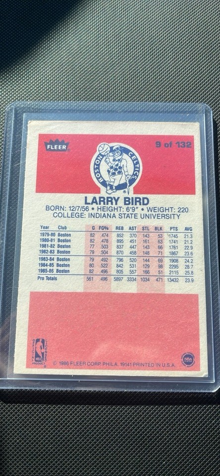 1986-87 Fleer Larry Bird #9 HOF | eBay