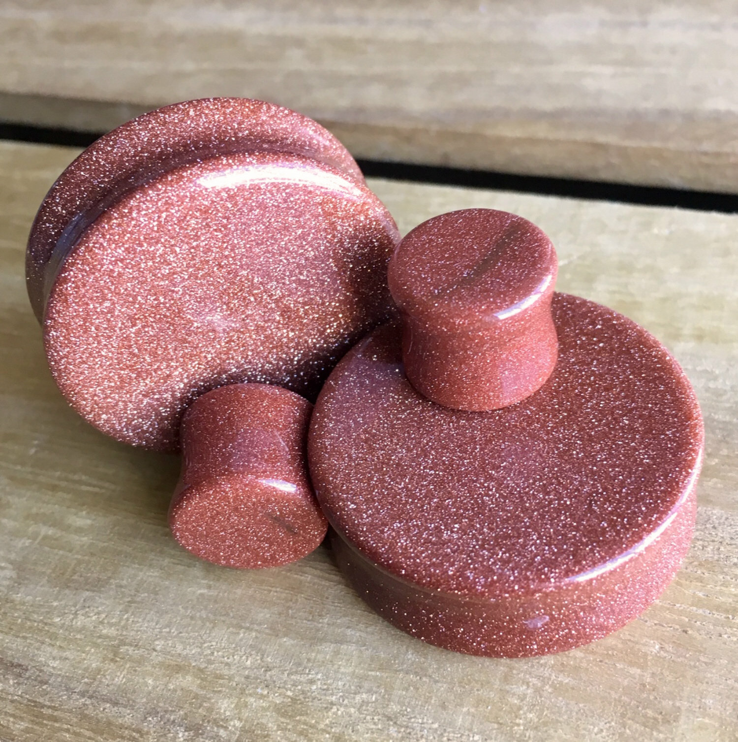 PAIR Gold Sandstone Organic Stone Plugs Gauges - 8g (3mm) up to 38mm (1 ...