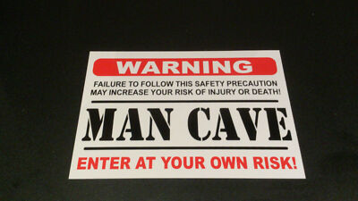 WARNING MAN CAVE ENTER AT OWN RISK funny sign home bar shed garage gift ...