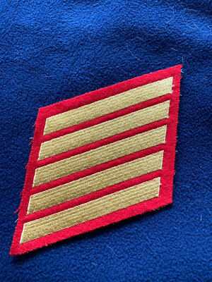USMC 20 years service stripes Left arm embr. on cut edge wool for full ...