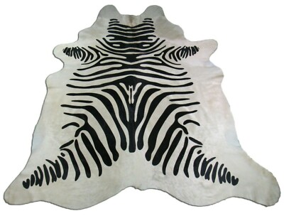Zebra Cowhide Rug Size: 7' X 6 1/2' Black/White Zebra Print Cowhide Rug ...