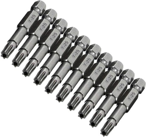 10 Piece 50mm Long 1/4 Inch Hex Shank T25 Torx Head Magnetic Screw ...