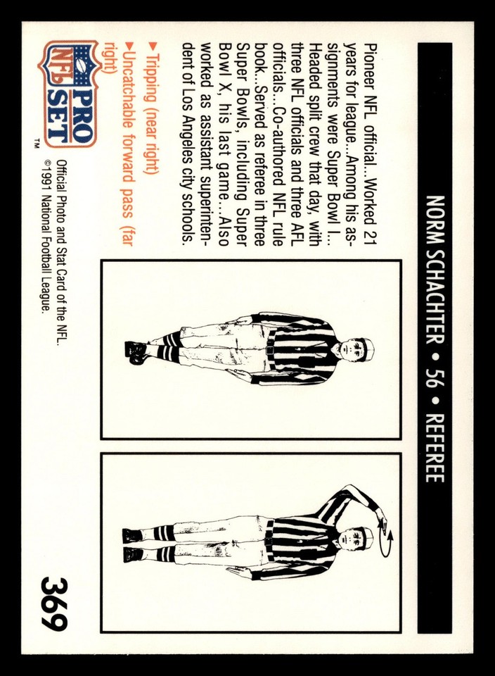 Norm Schachter 1991 Pro Set #369 FOOTBALL *222 | eBay