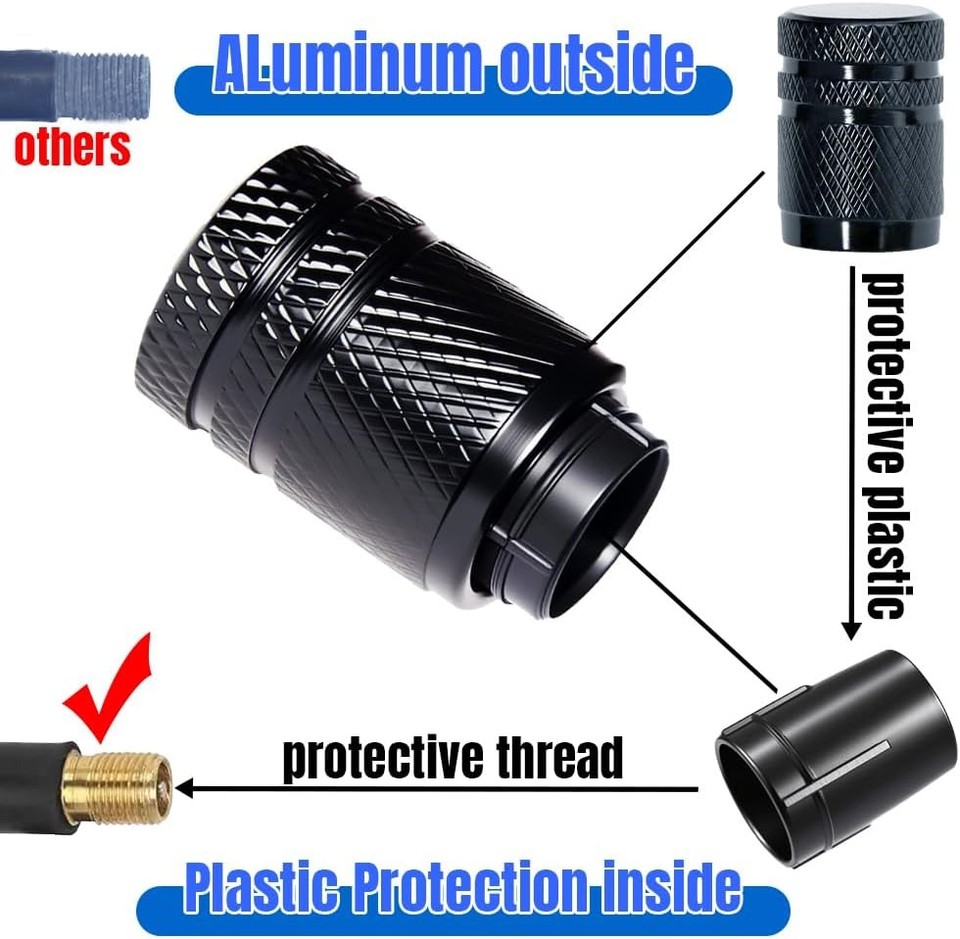 Double-Layer Tire Valve Stem Caps, Corrosion Resistant, 4-Pack for Cars ...