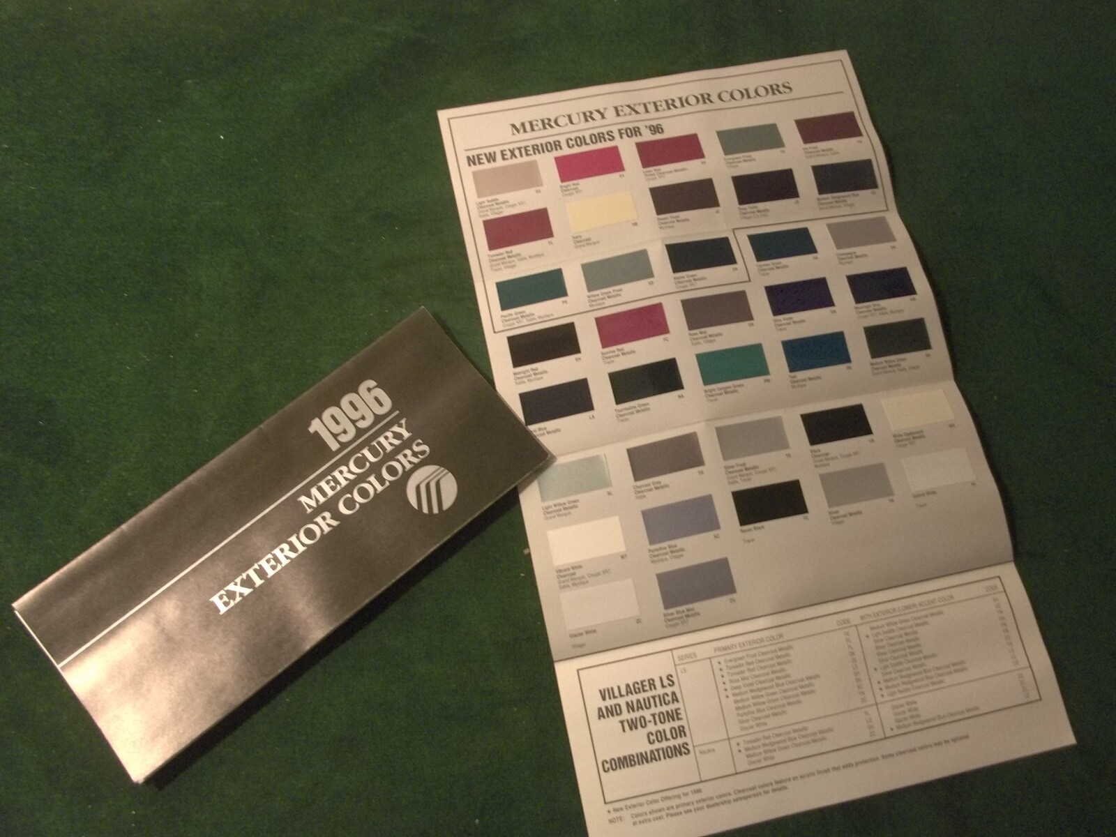 1996 MERCURY Exterior Color Chart Brochure- Grand Marquis Cougar XR7 ...